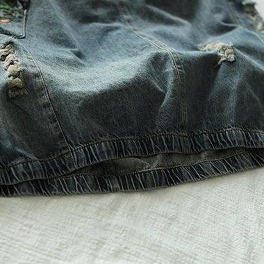 Ripped Skirt Embroidered Skirt Woman Fashion Skirt Demin Skirts Pattern ...