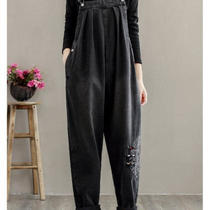 Retro Casual Overalls, Wide Streetwear Leg Jumpsuit, Oversize Baggy ...