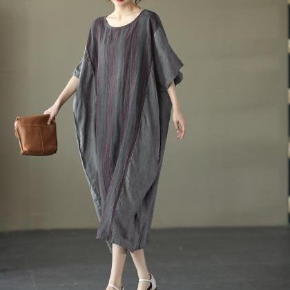 100% Ramie Dresses Woman Plus Size Dress Summer Loose Dresses Fashion ...