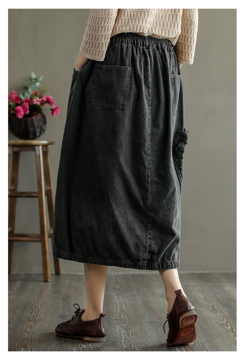 Ripped Skirt Embroidered Skirt Woman Fashion Skirt Demin Skirts Pattern ...
